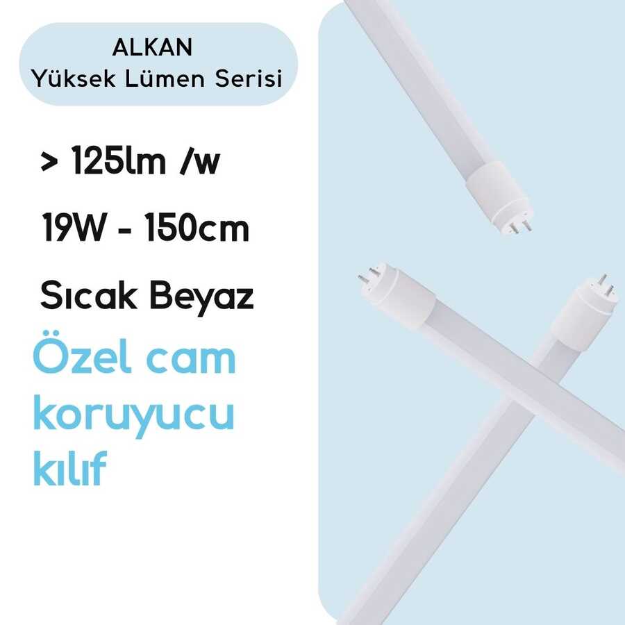 ALKAN 150cm 19W 2400lm 3000K Sıcak Beyaz T8 LED Tüp
