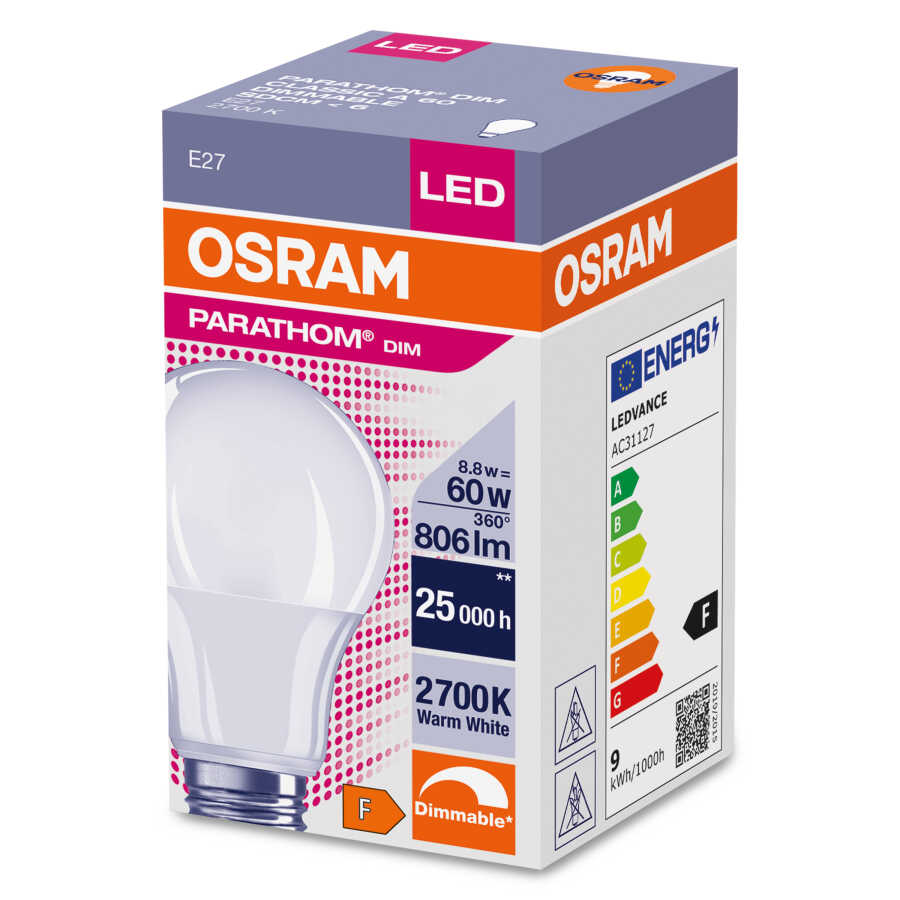 LED PCL A60 8.8W E27 Dimli Ampul | 2700K Sıcak Beyaz | Frosted